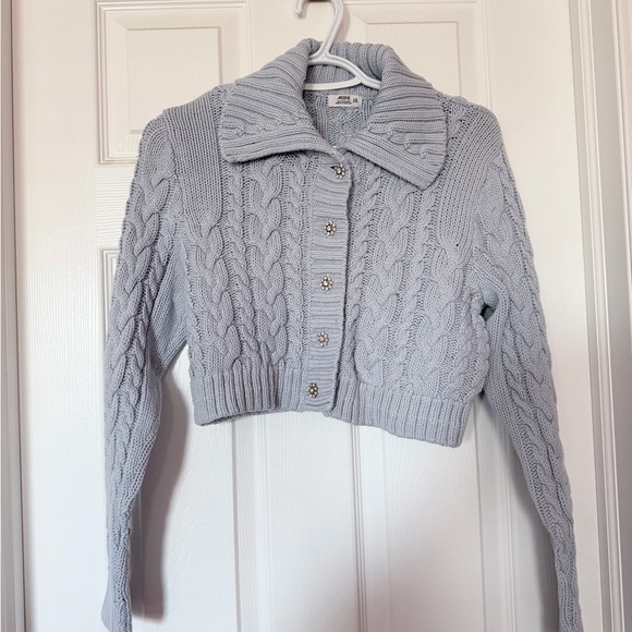 Ardene | Sweaters | Cable Knit Cropped Sweater Purple Gray | Poshmark